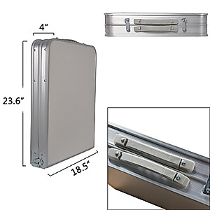 LUCKYERMORE Folding Camping Table with Storage Organizer, Aluminum Lightweight Height Adjustable Camp Kitchen Table for Outdoor Travel, Beach, Backyard, BBQ, Party and Picnic.