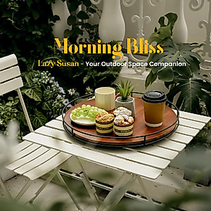 TIDITA 18" Acacia Lazy Susan Turntable for Table - Extra Large Wood Lazy Susans Organizer for Countertop - Wooden Charcuterie Boards Cheese Board - Kitchen Turntable Storage (Acacia, 18 inch)