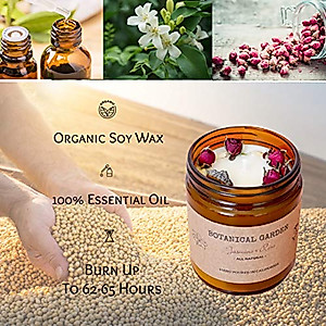 Organic Jasmine & Rose Scented Aromatherapy All-Natural Soy Candle | 100% Essential Oil | California Organic Dry Flower | Gift for Him or Her | Home Decor | Long Lasting - 9Oz. (Jasmine + Rose)