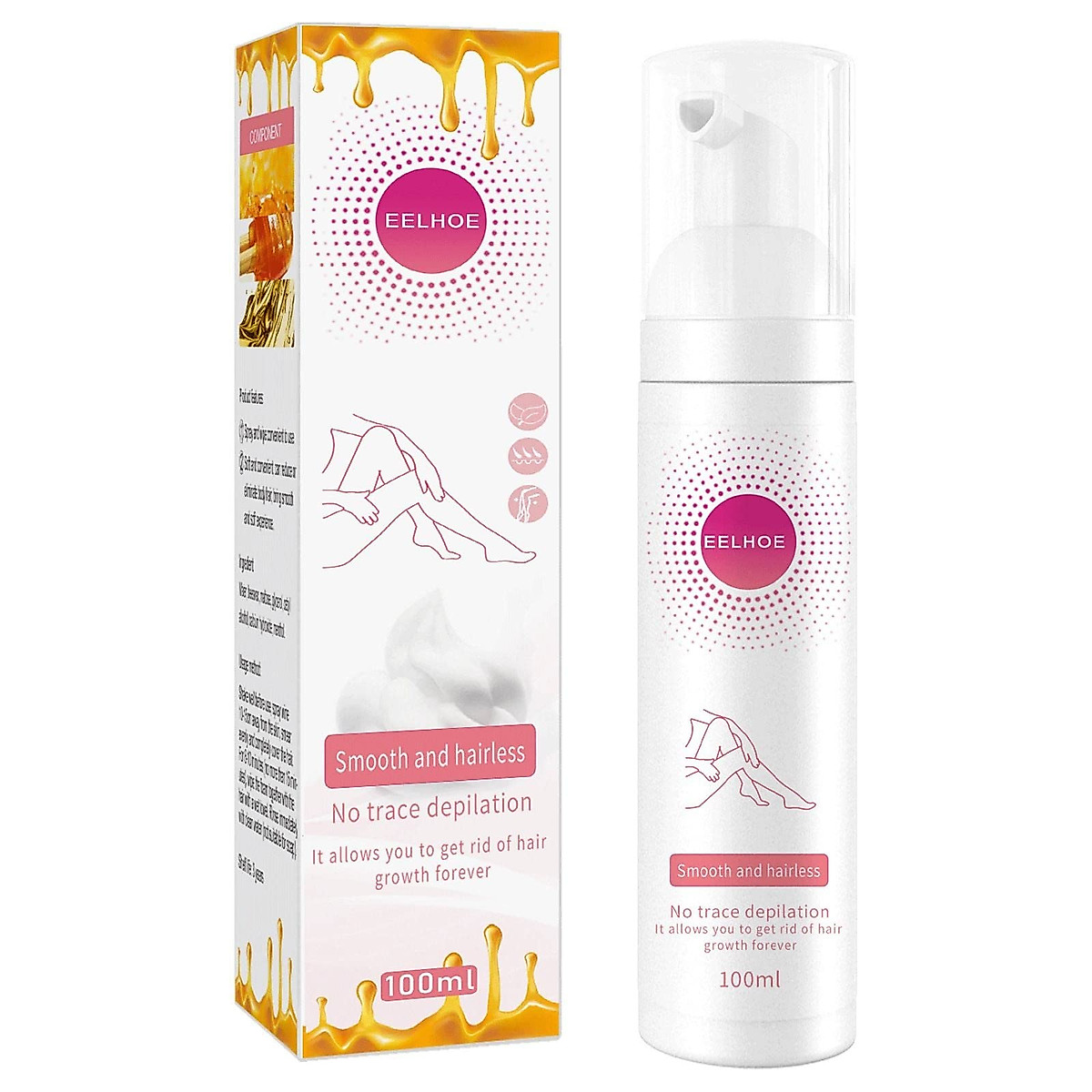 Hair Stop Growth Spray, Honey Hair Removal Foam Hair Removal, Non-Irritating Hair Removal Inhibitor for Body and Face,