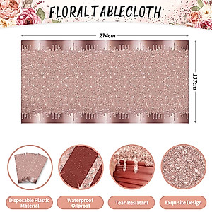 Floral Happy Birthday Decorations Women, 131PCS Rose Gold Flower Birthday Party Supplies Including Happy Birthday Backdrop, Balloon Arch/Garland Kit, Birthday Tabblecloth for Girls
