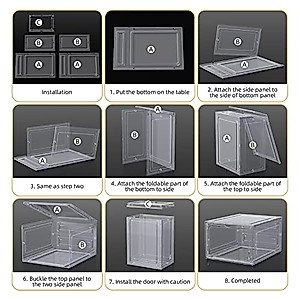 Upgrade Solid Shoe Storage Boxes, 6 Pack Shoe Box Clear Plastic Stackable, Shoe Organizer Box, Drop Front Shoe Box, Plastic Display Shoe Boxes, Shoe Containers for Sneaker Storage Up to US Size 12