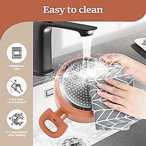 KroWallu Nonstick Pot and Pan Sets, 5-Piece Non-Toxic Ceramic Coating Cookware Sets With Tempered Glass Lids, Stay Cool Handle & Bamboo Kitchen Pots and Pans, Gas/Induction Compatible, PFOA Free