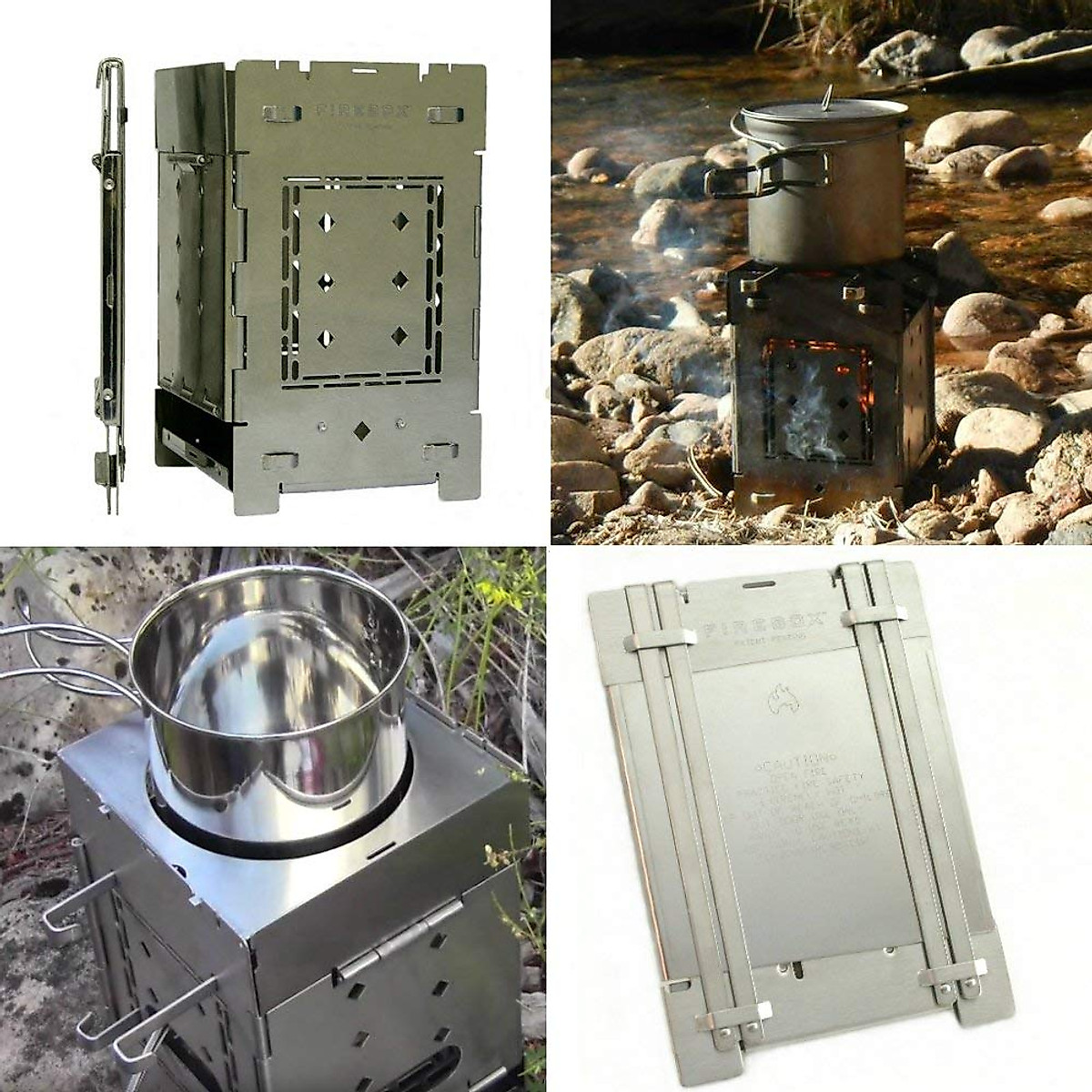 Firebox Bushcraft Camp Stove Kit - Wood Burning/Multi Fuel - Collapsible/Folding - Portable Campfire - Model Gen 2 5 inch / G2-5" Stainless Steel Camping Stove