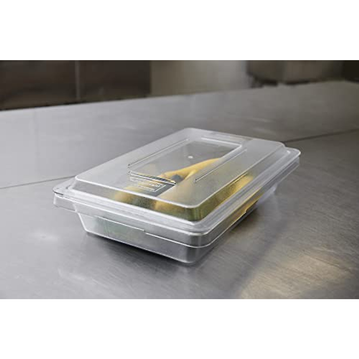 Rubbermaid Commercial Products Large Shallow Food Storage Container for Kitchen Restaurant Use, 5 Gallon Clear, 26 x 18 x 3.5 inches