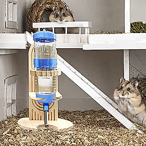 Hamster Water Bottle with Stand Adjustable Height Free-Standing Small Animals Water Bottle Holder Hanging Water Feeding Bottles Auto Dispenser for Dwarf Hamsters Guinea Pigs Rats Mice Gerbils