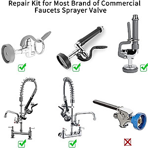 KANONEY 3 Pack Pre-Rinse Spray Valve Repair Kit for Most Commercial Kitchen Sink Faucet Dish Sprayer 1.42 GPM Spray Face Bumper and Screw Repair Part, Grey