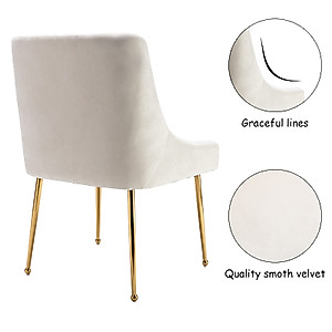 ZHENGHAO Velvet Dining Chairs Set of 6, Modern Accent Kitchen Chairs with Gold Legs Upholstered Guest Chairs for Living Room/Kitchen/Restaurant, White