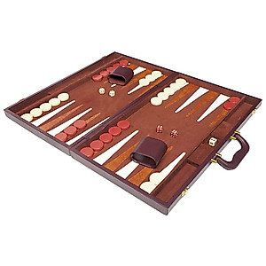 21-inch Backgammon Set - Brown Board and Playing Surface - White and Light Brown Points