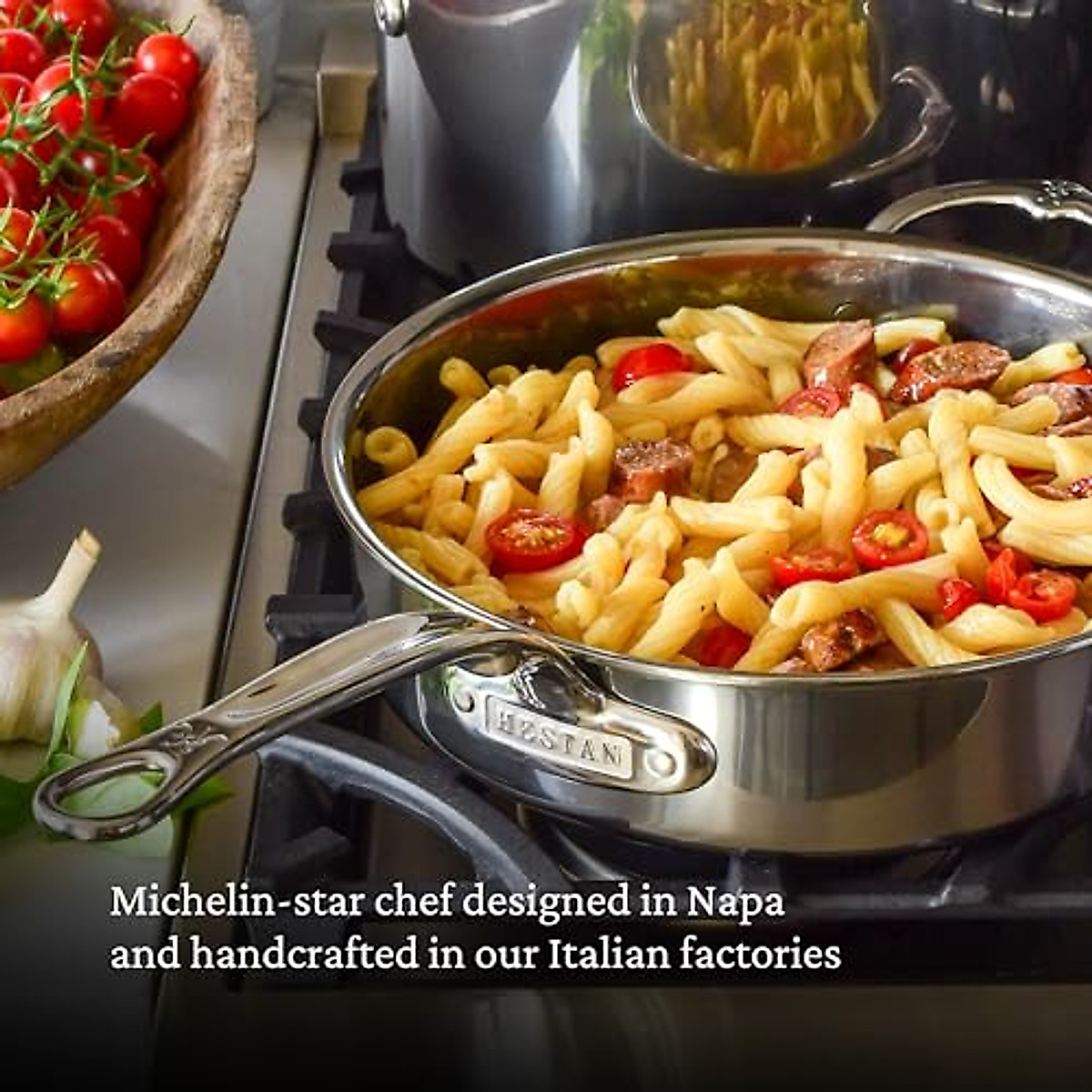 Hestan - NanoBond Collection - Titanium Stainless Steel 3.5-Quart Sauté Pan with Lid - Toxin, PFAS, & Chemical Free Clean Cookware, Induction Cooktop Compatible