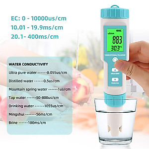 7 in 1 PH Meter Gomass 0.01 High Accuracy ph Tester Digital for Water TDS/EC/Salinity/Temp/ORP/S. G/PH Pen Tester Drinking Water, Hydroponics, Plants, Aquarium and Pool