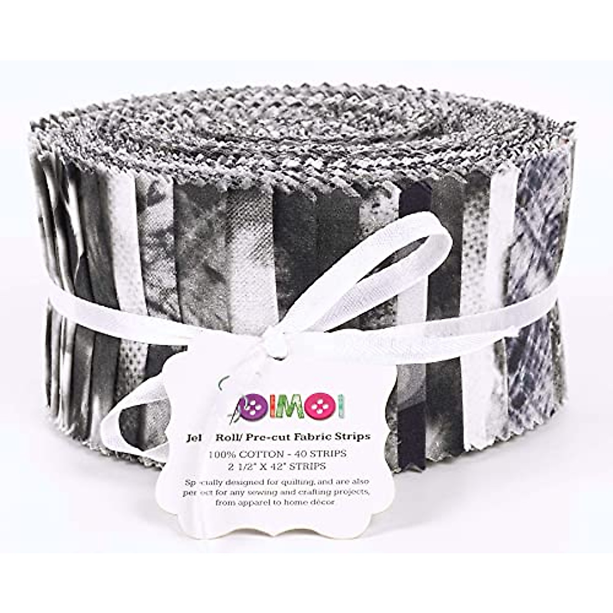 Soimoi 40Pcs Tie Dye Print Cotton Precut Fabrics for Quilting Craft Strips 2.5x42inches Jelly Roll - Black