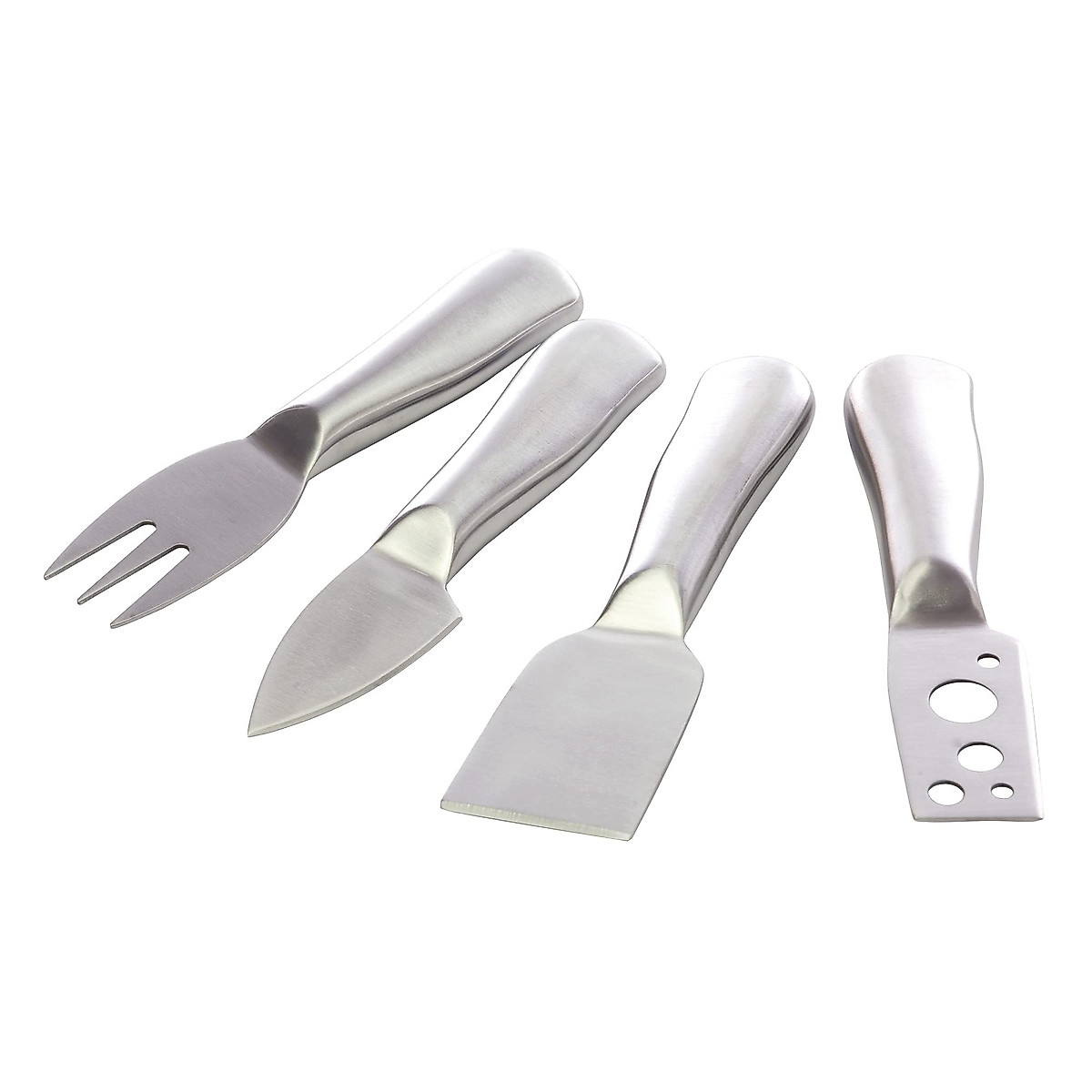 True Quartet Tool Set Brushed Stainless Steel, Knives, Cheese Forks, Dishwasher Safe, Set of 4, Silver