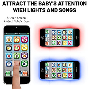 Wolmund Toy Learning Play Cell Phone with 8 Functions and Dazzling Lights for Toddler Baby Kids 12-18 Months Ages 1-3 Year Old, Black3 (SJ-B-2)