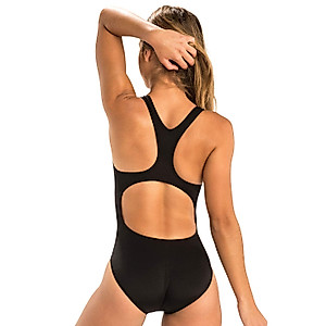 Dolfin Basics Women's Swimwear Athletic One Piece Swimsuit for Training, Sports, Fitness (Black, L)