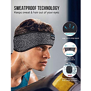 MUSICOZY Sleep Headphones Bluetooth Sports Headband, Wireless Music Sleeping Headphones Sleep Eye Mask Earbuds for Side Sleepers Workout Running Insomnia Travel Yoga Office, Pack of 2