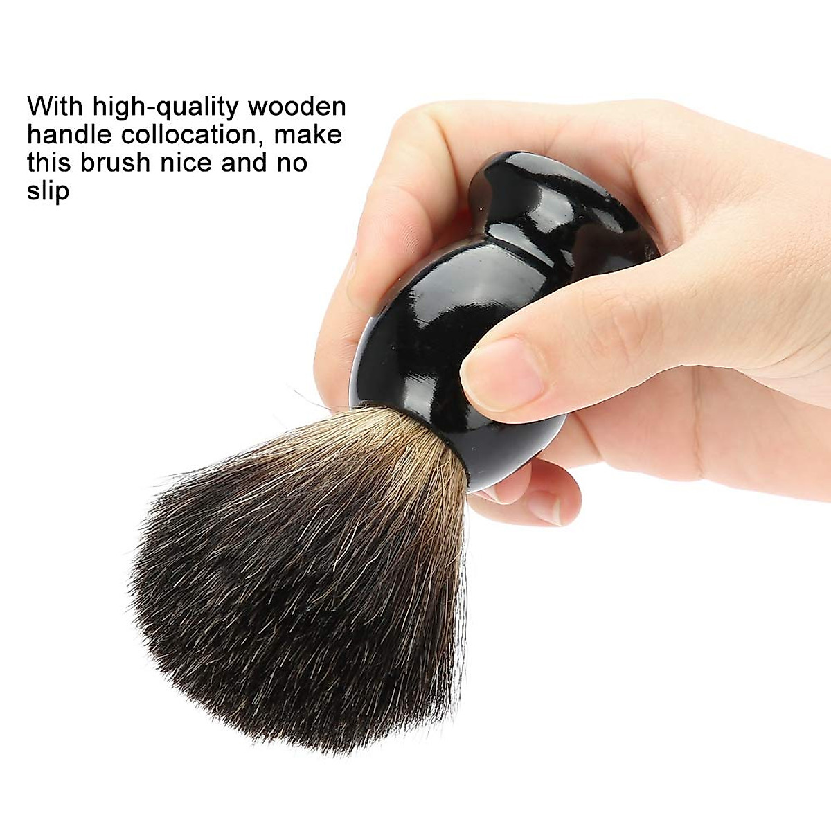 Men's Shaving Brush, Pure Badger Shaving Brush,Black Handle,Men's Professional Hair Salon Tool,Give You Easier Shaving