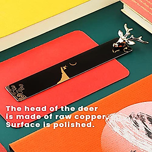 Bookmarks, Metal Deer Head Book Marks for Men Women Book Lovers, Graduation Gift for Christmas, Birthday Present, Teachers Appreciation, Valentines Day, School (Black)