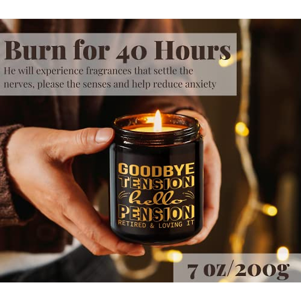 Funny Retirement Gifts for Women and Men, Happy Retirement Gifts for Friends, Coworker on Retirement Day, 7oz Soy Wax Lavender Scented Candle - Goodbye