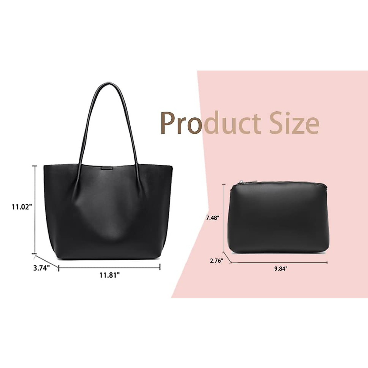 hepcelt Hobo Bags Leather Totes for Women Ladies Purses and Handbags Dupes for Women Handbags Purse and Wallet Set Shopper Purse Satchel Handbag with Top Handles, Black