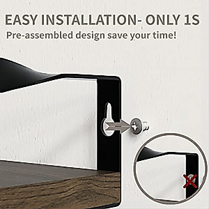 WXCGX Floating Shelves, Rustic Floating Shelves Wood Over Toilet with Paper Storage Basket, Farmhouse Wall Mounted Shelves Floating Shelf for Bathroom Bedroom Wall Decor Living Room Kitchen Book