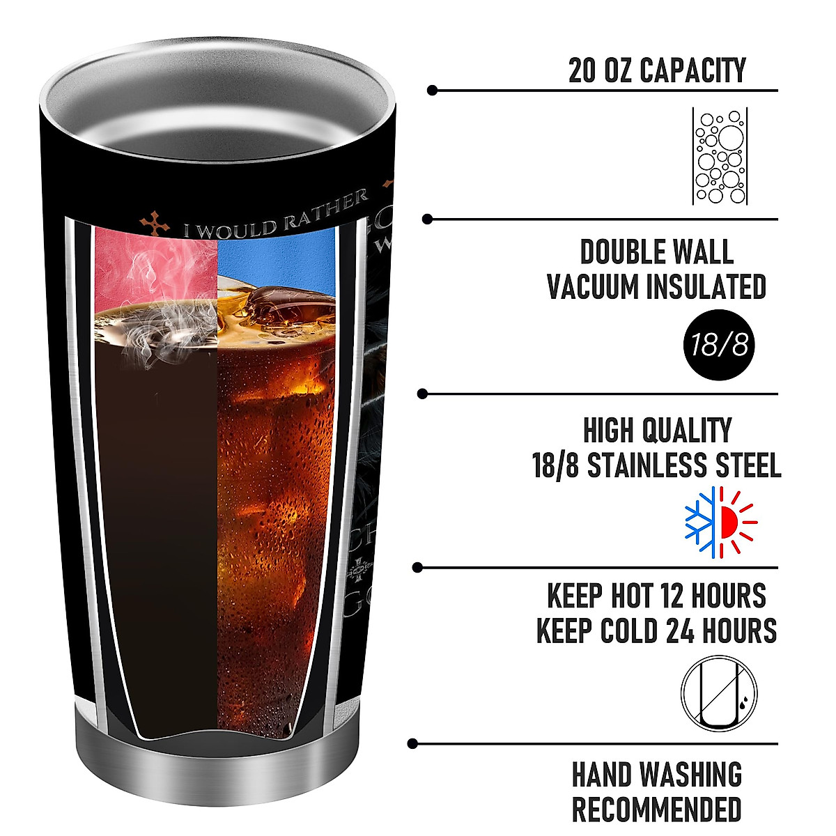 Equoza Christian Gifts Flask Warrior of God Faith 20oz Insulated Travel Mugs Stainless Stainless Steel Vacuum Tumbler with Lid Special Christmas Gifts for Men（Pack of 1）