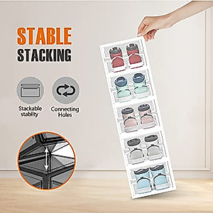 Eoszaous Shoe Box, 6 Pack Shoe Boxes Clear Plastic Stackable, Shoe Storage Boxes with Lids, Drop Front Shoe Boxes for Sneaker Storage Display, Fit Up to US Size 12 (13.6”x 10.4”x 7.5”) (Transparent)