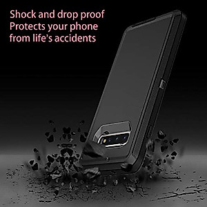 I-HONVA for Galaxy S10 Plus Case Shockproof Dust/Drop Proof 3-Layer Full Body Protection [Without Screen Protector] Rugged Heavy Duty Durable Cover Case for Samsung Galaxy S10 Plus, Black