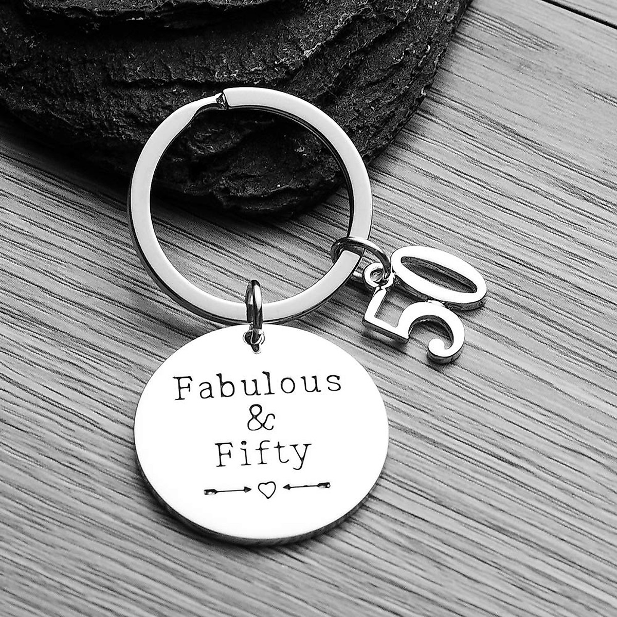 Infinity Collection 50th Birthday Keychain, 50th Birthday Gifts for Men & Women, Fabulous and Fifty Keychain. 50th Bday Gifts for Him or Her