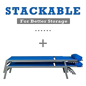 Kozyard Wilson 3 Pieces Textilene Chaise Lounge Set with Side Table Outdoor,Adjustable Back & Pillow for Yard,Garden,Sunbathing (2 Pack) (Blue W/Table)