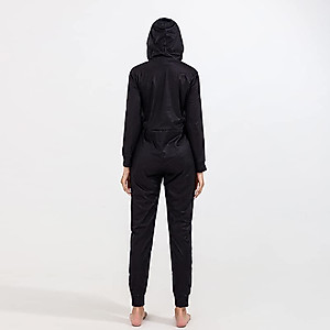 Family Halloween Skeleton Pajamas Funny Zipper Hooded Jumpsuit Matching Family Pjs Sleepwear (Women, Medium)