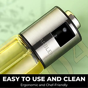 ARBLEN Olive Oil Sprayer for Cooking - Large 350ml Wide Mouth Glass Bottle - Original No Funnel Design - Precise Oil Control - Propellant Free - Avocado Oil Dispenser/Mister/Spritzer Kitchen Air Fryer