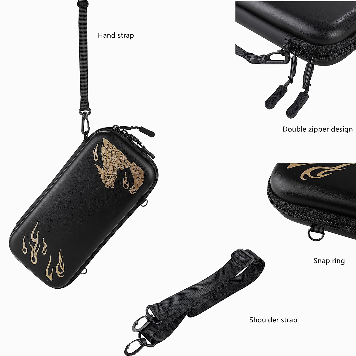 Flyekist Carrying Case for Nintendo Switch Lite - Monster Hunter Rise Theme - Portable Travel Protective Hard Storage Bag Soft Lining with 8 Game Card Slots for Switch Lite & Accessories