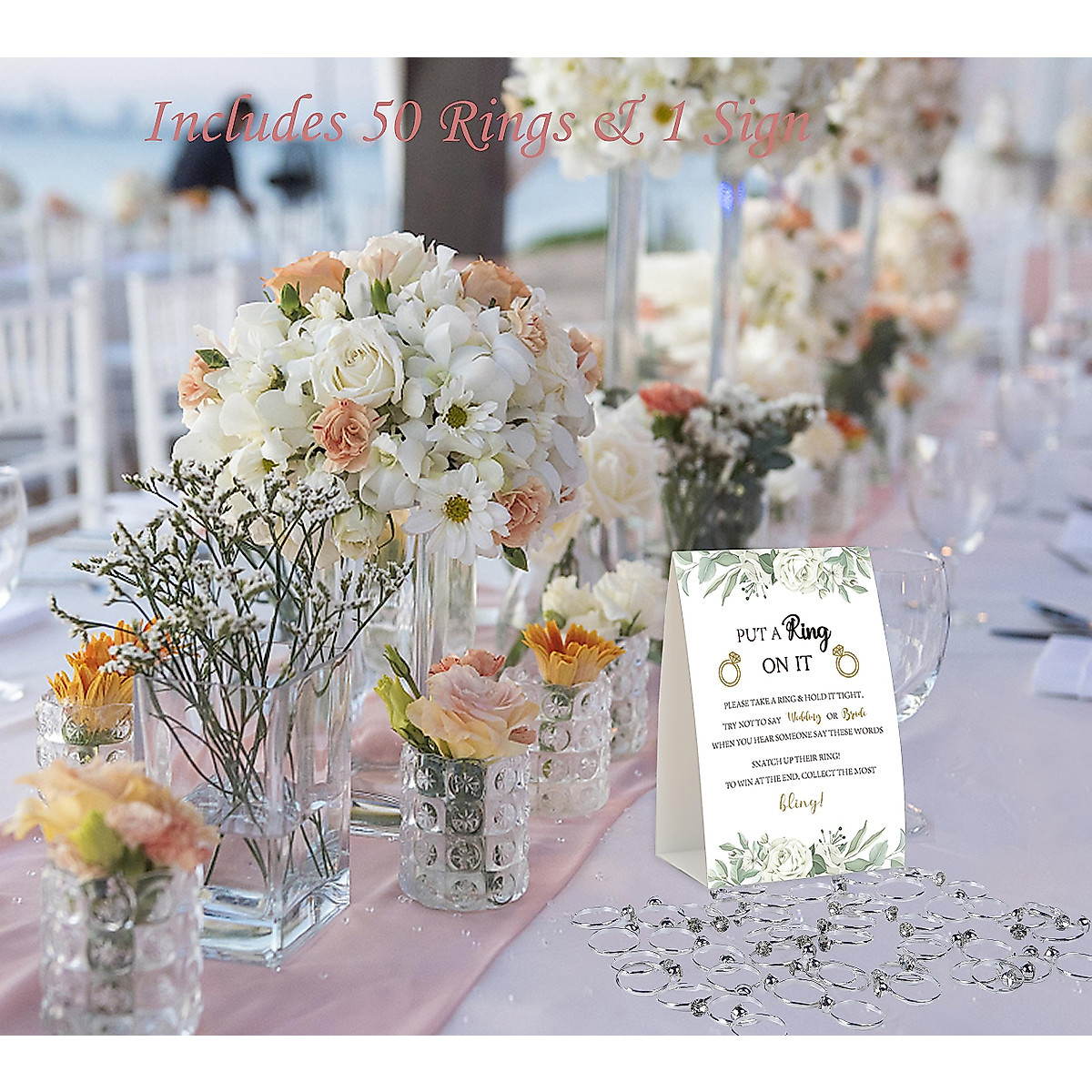 Put a Ring On It,Don't Say Bride or Wedding Game,Bridal Shower Games 50 Guests,Green Garden Bridal Shower Game,Engagement Party,Bachelorette Decorations for Party,Woodland Bridal Shower Favors-L27