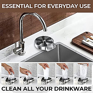 Glass Rinser for Kitchen Sink with Cleaning Brush | Stainless Steel Bottle Washer | Faucet Cup Washer Sink Attachment Accessory for Bar Sink