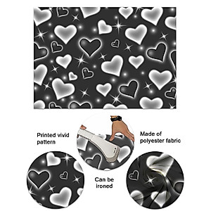 Mocsicka Black Heart 2000s Backdrop for Photoshoot Old School Photography Background 2000s Heart Valentine's Day 90s Banner Photo Booth Studio