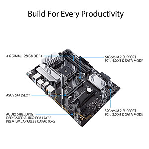 ASUS Prime B550-PLUS AMD AM4 Zen 3 Ryzen 5000 & 3rd Gen Ryzen ATX Motherboard (PCIe 4.0, ECC Memory, 1Gb LAN, HDMI 2.1, DisPlayPort 1.2 (4K@60HZ), Addressable Gen 2 RGB Header and Aura Sync).