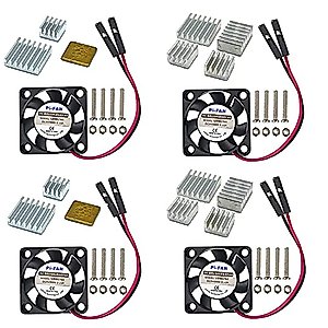 Raspberry Pi 4 Fan, iUniker Raspberry Pi Fan 30x30x7mm Brushless CPU Cooling Fan with Raspberry Pi Heatsink Sets for Raspberry Pi 4 Model B, 3 B+, Pi 3B, Pi 2 (4-Pack with Heatsinks)