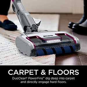 SHARK Shark HZ2000 Vertex Ultralight Corded Stick Vacuum with DuoClean PowerFins and Self-Cleaning Brushroll Magenta (Renewed)