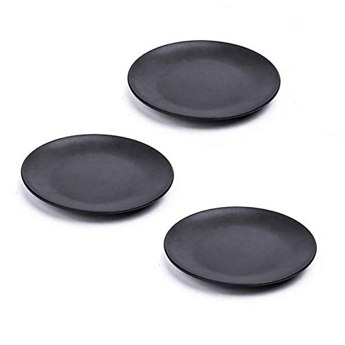 MBB Set of 3 Black 6 Inch Melamine Ware Dinner Plates Appetizer Dishes Dinnerware