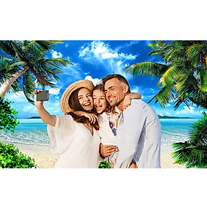 CHAIYA 7x5ft Summer Beach Theme Backdrop Hawaii Beach Backdrop Tropical Luau Summer Background for Aloha Moana Party Decoration Photo Booth Banner 104