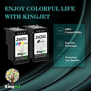 Kingjet Remanufctured Replacement for Canon PG-243 CL-244 PG-245XL CL-246XL for Canon MG2522 Ink Cartridges for Pixma MX492 TS3122 MG2922 MG2520 MG2920