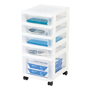 IRIS USA MC-341-NS Storage Drawer Cart, 5 WHT CLR, White