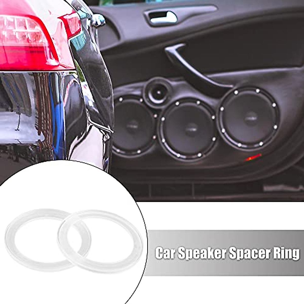 X AUTOHAUX 2Pcs for 3.5 Inch Car Speaker Spacer Ring Mounting Spacer Plate Transparent Acrylic 78mm ID