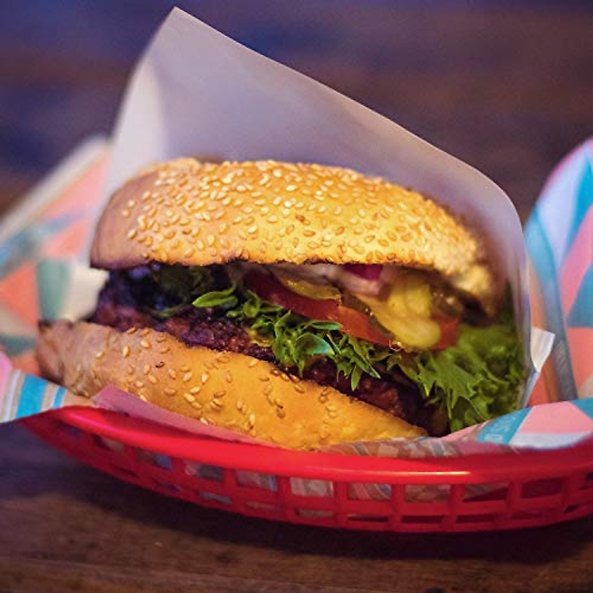 Kingrol 50 Pack Oval Fast Food Baskets, Plastic Storage Basket Bin for Home, Office, School, Picnic