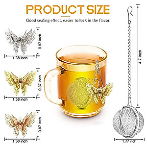 TeaSanavie Loose Tea Steeper 3 Sets Tea Ball Infusers for Loose Tea, Tea Leaf Infuser 3D Butterfly Pendant Tea Diffusers for Loose Tea Stainless Steel Tea Infuser with Charm Tea Holder