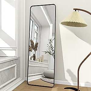 BEAUTYPEAK Black Full Length Mirror, 65"x22" Rounded Corner Floor Mirror Standing Hanging or Leaning Against Wall Dressing Room Mirror Full Length