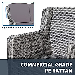 JOIVI Patio Furniture Set, 5 Piece All Weather Wicker Outdoor Conversation Set, Outdoor Sectional Sofa Set with PE Rattan Loveseat couch, Armchairs and Ottomans for Garden, Porch, Deck (Gray Cushions)