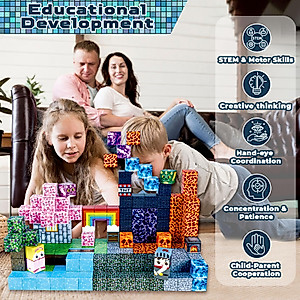 GraceDuck Magnetic Blocks - 150 PCS Build Dark Swordsman's Forest Castle - Magnetic Toys for Montessori Toddler Christmas Birthday Gifts - STEM Sensory Toys for 3 4 5 6 7 8 9 10 Year Old Boys & Girls