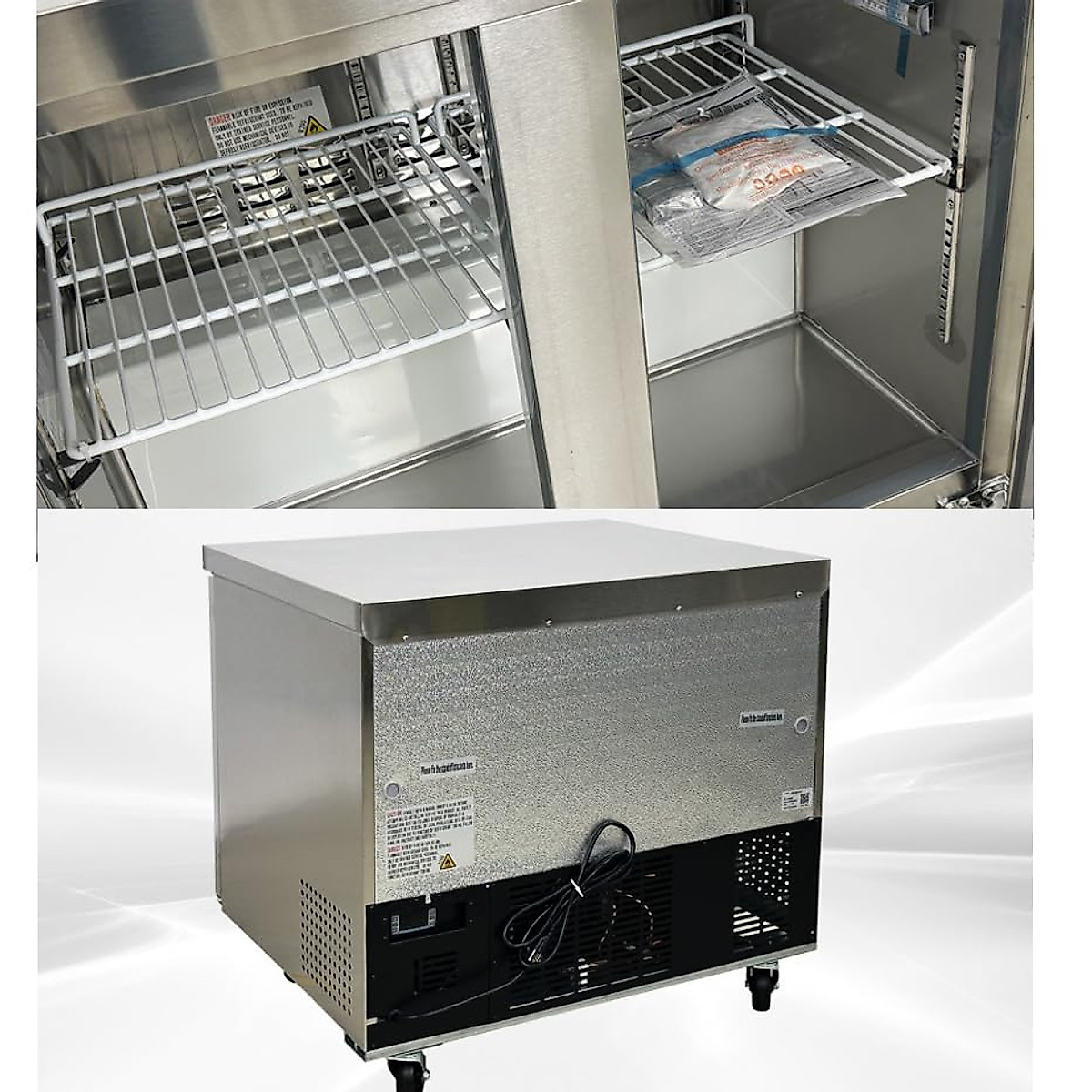 Under Counter Freezer 36" Stainless Steel Commercial Freezer NSF 2 doors 2 shelves, capacity 8 cuft 0°F to -8°F 115V/60HZ Restaurant- UUC36F